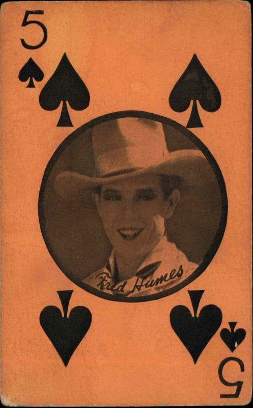 Playing Cards Five of Spades Fred Humes Cowboy Actor c1910 Vintage ...