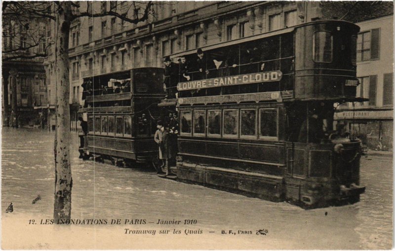 CPA PARIS Inondations Tram sur les Quais TRAM VAPEUR (977614) | Europe ...