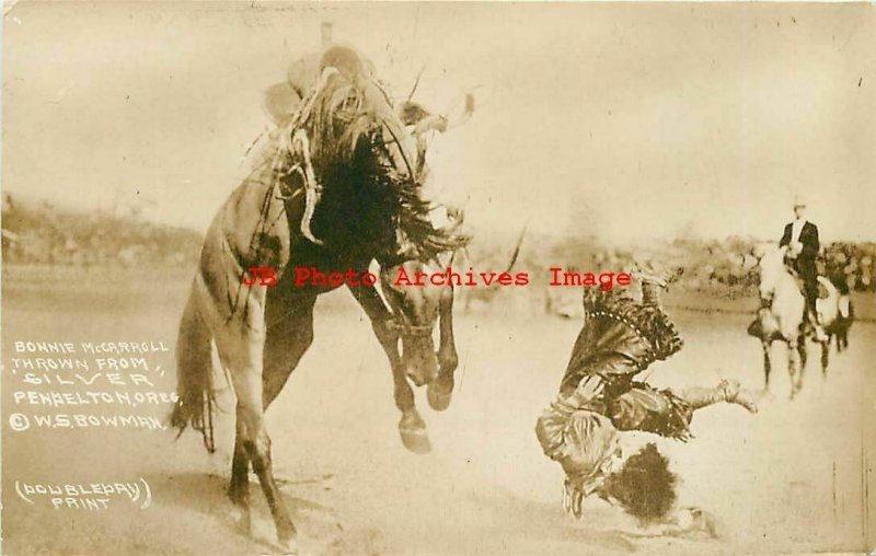 Rodeo, Pendleton, Oregon, RPPC, Cowgirl Bonnie McCarroll Thrown from ...