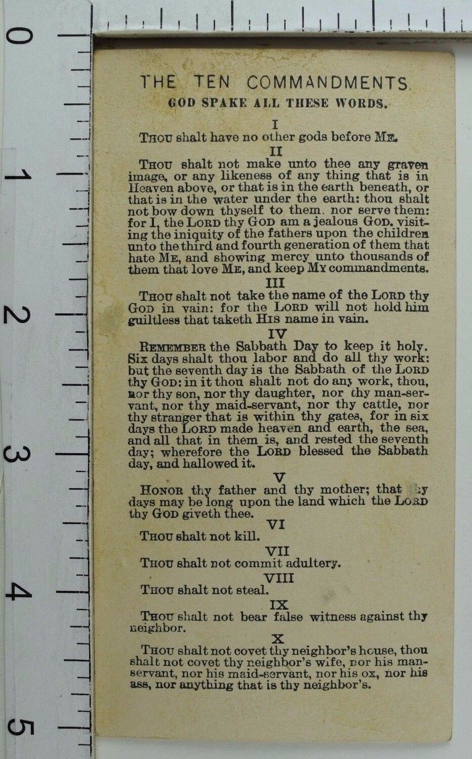 1870's-80's Victorian Religious Trade Card Pink Rose & Ten Commandments ...