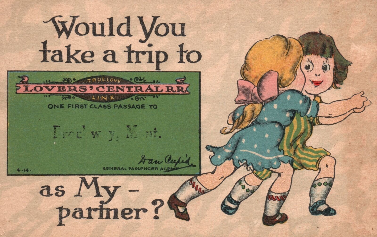 Vintage Postcard 1910's Friendship Little Girl Would You Take A Trip To ...