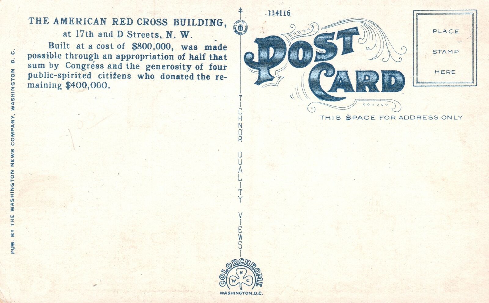 Vintage Postcard 1920's Red Cross Memorial Building Washington DC ...