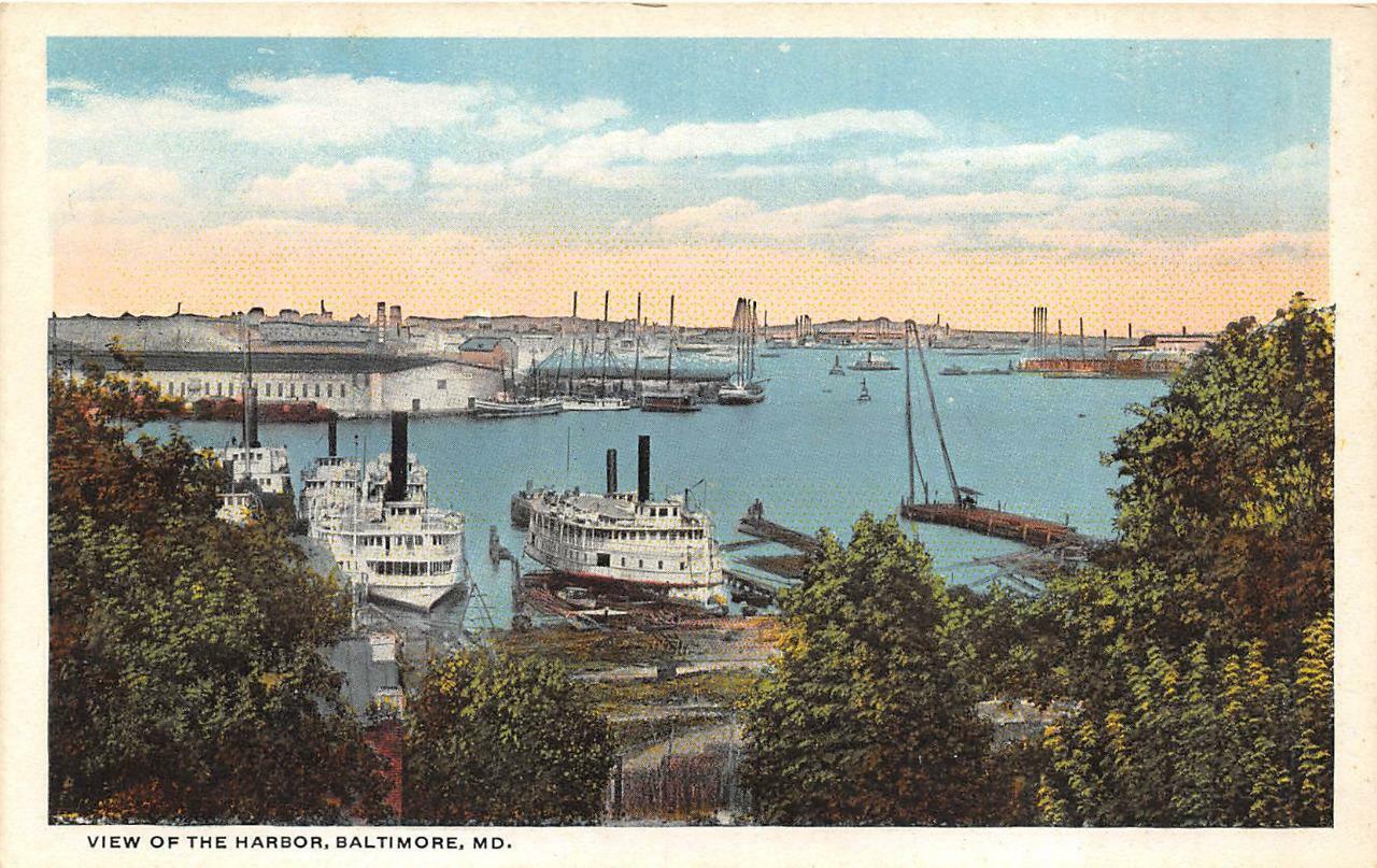View of the Harbor Baltimore Maryland Ships Postcard (C. 1915) | United ...