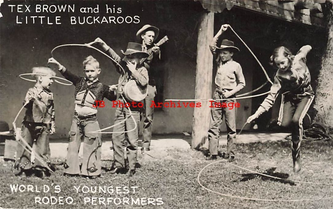 Tex Brown & His Little Buckaroos, RPPC, World's Youngest Rodeo ...