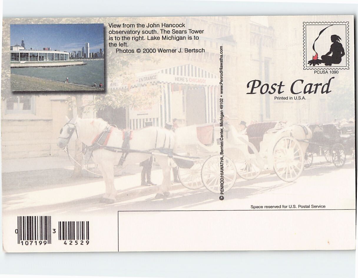 Postcard View from John Hancock Observatory South Sears Tower Lake ...