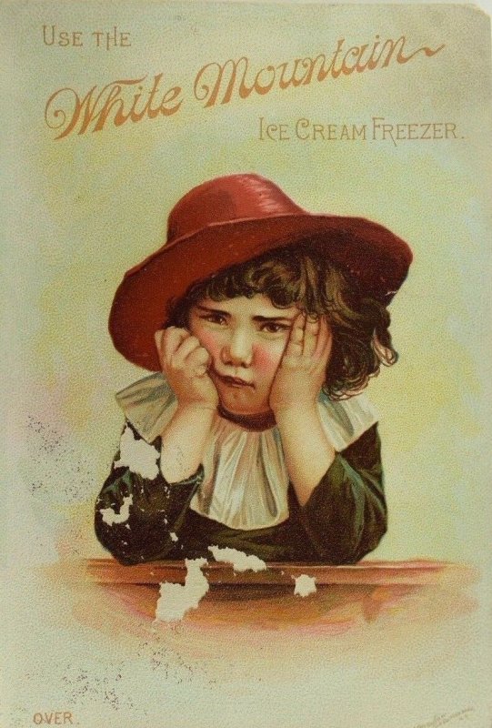 1880's White Mountain Ice Cream Freezer Cherub Victorian Trade Card P55 ...