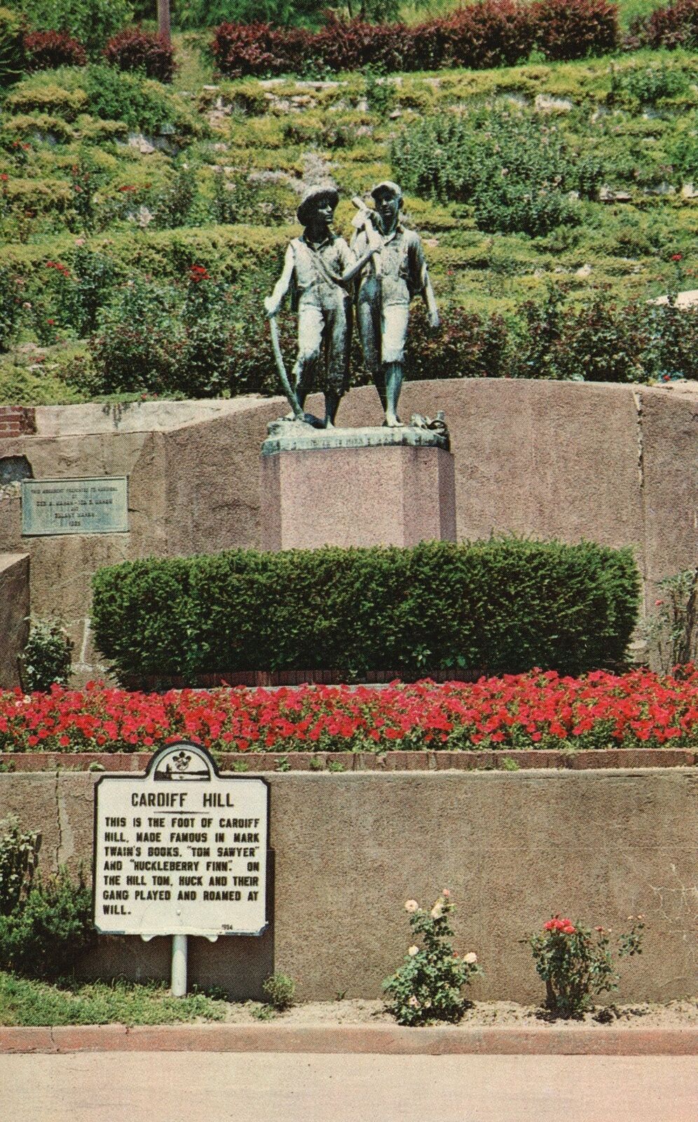 Vintage Postcard The Tom And Huck Statue Foot Of Cardiff Hill Bronze ...