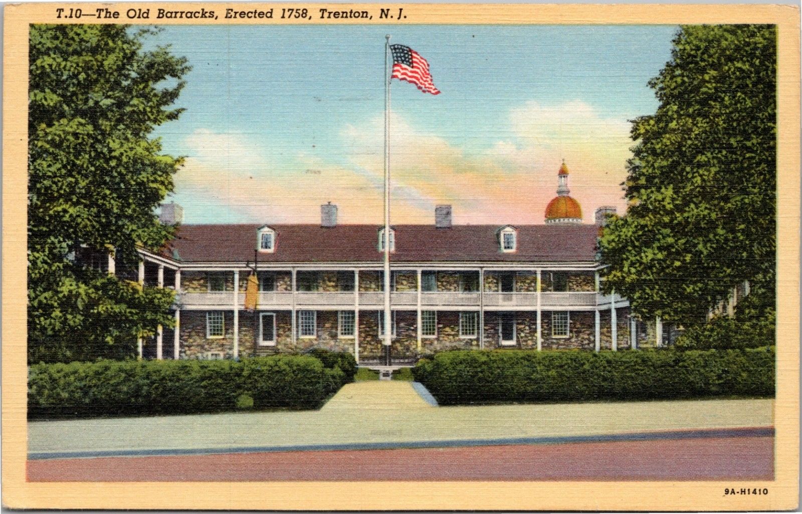 The Old Barracks, Erected 1758, Trenton, New Jersey, Linen Curt Teich ...