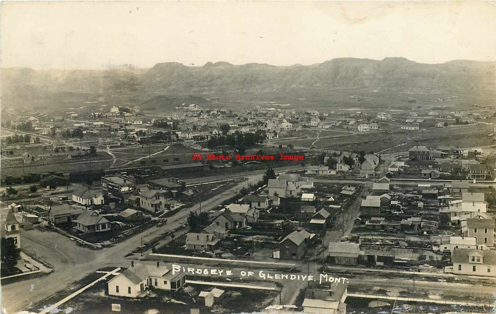 MT, Glendive, Montana, RPPC, Bird's Eye View Of City, 1923 PM, Photo ...
