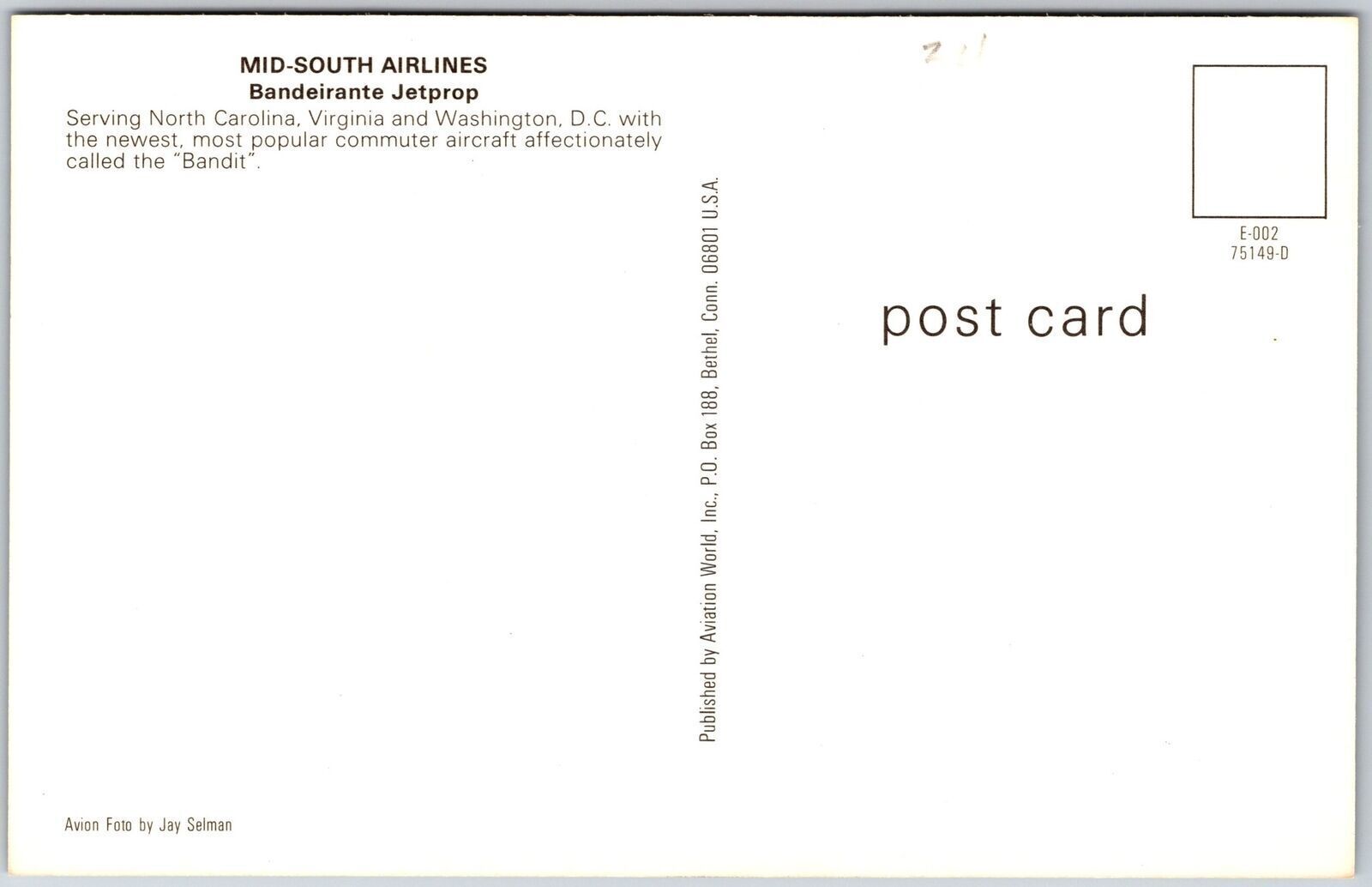 Airplane Mid-South Airline Bandeirante Jetprop Commuter Aircraft Bandit ...