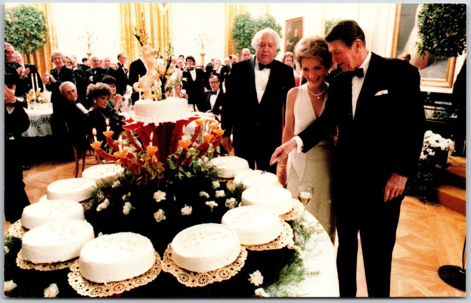 President Reagan's 70th Birthday Celebration Cutting One Of His Cakes ...