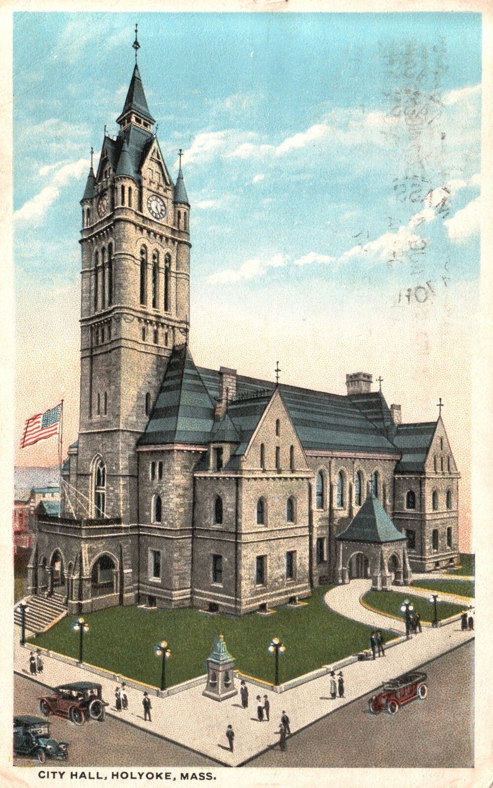 Vintage Postcard 1917 City Hall Building Historic Landmark Holyoke ...