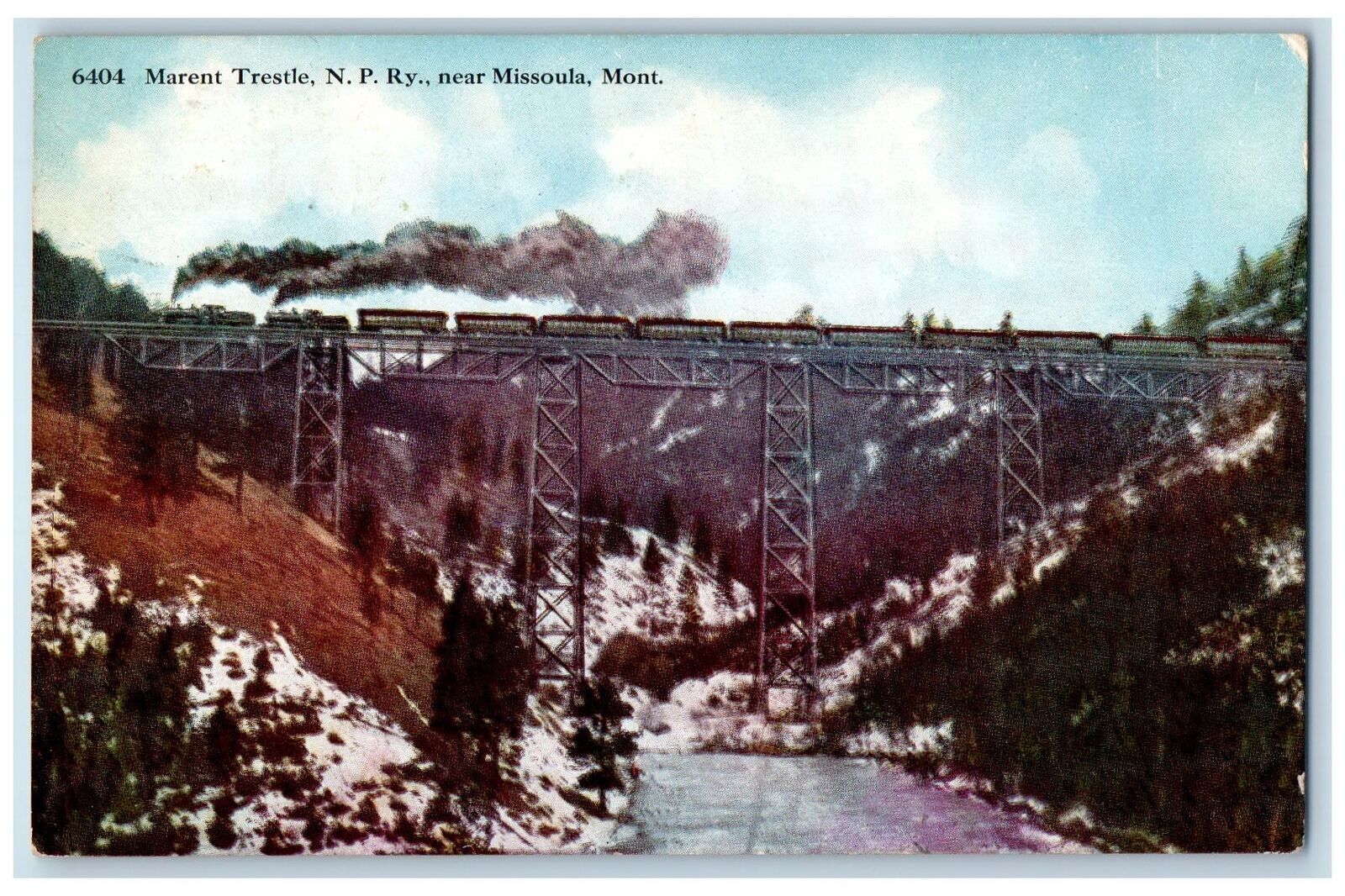 c1950's Marent Trestle NPRy Truss Bridge Train View Missoula Montana MO ...