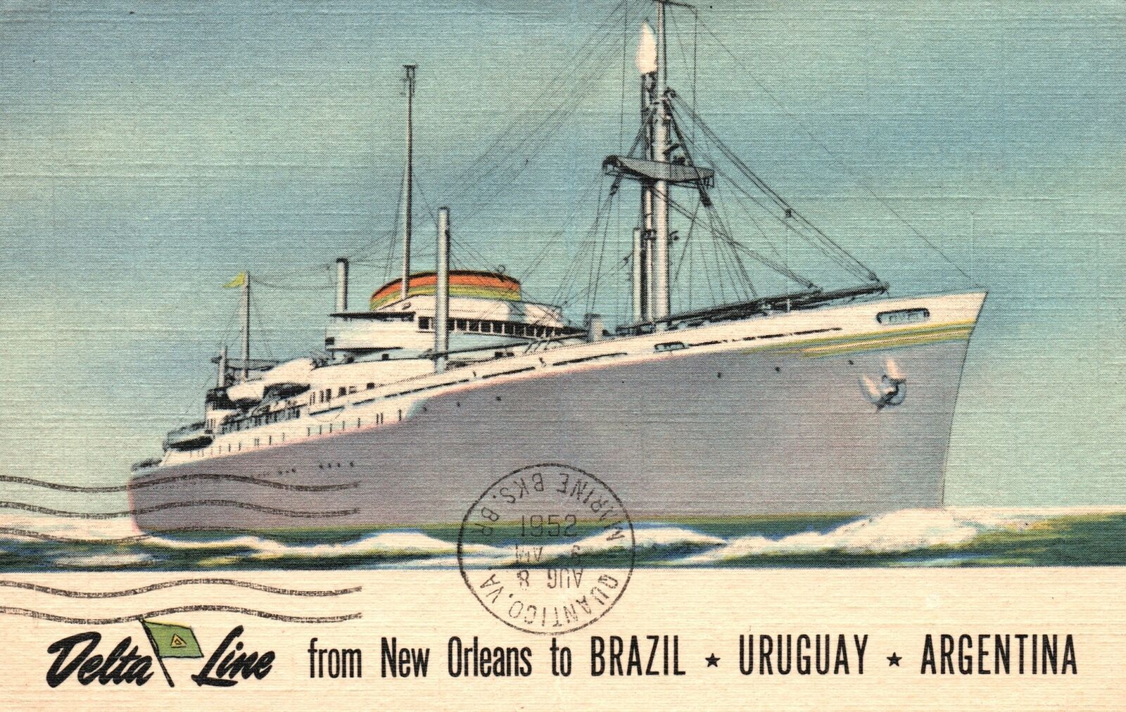 Vintage Postcard 1952 Delta Line From New Orleans To Brazil Uruguay ...