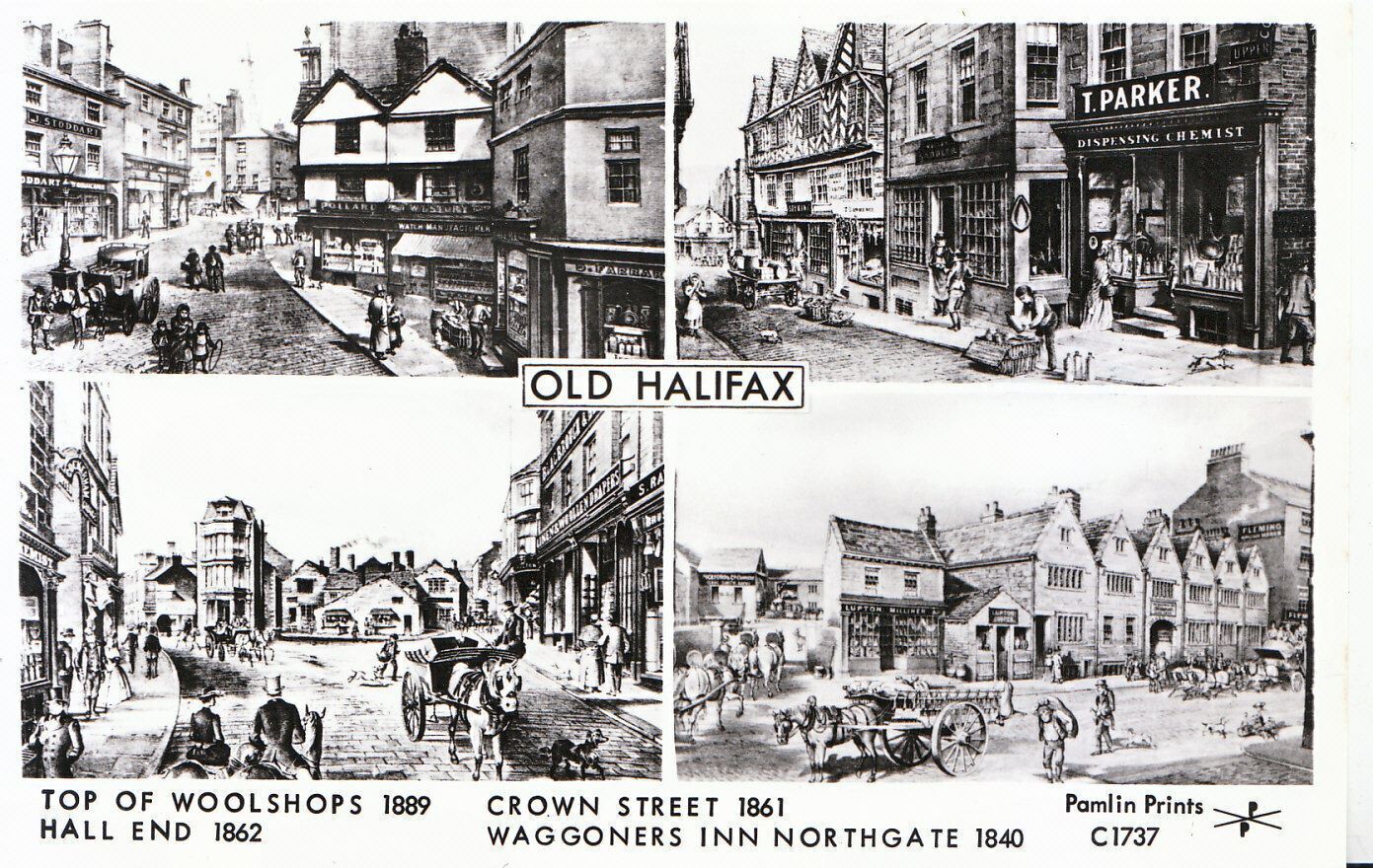 Yorkshire Postcard- Views of Old Halifax, Crown Street 1861, Waggoners ...