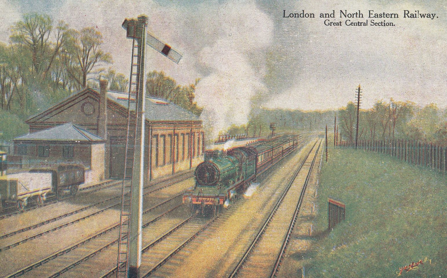 LNER Great Central Station Signal Box Painting Old Train Postcard ...