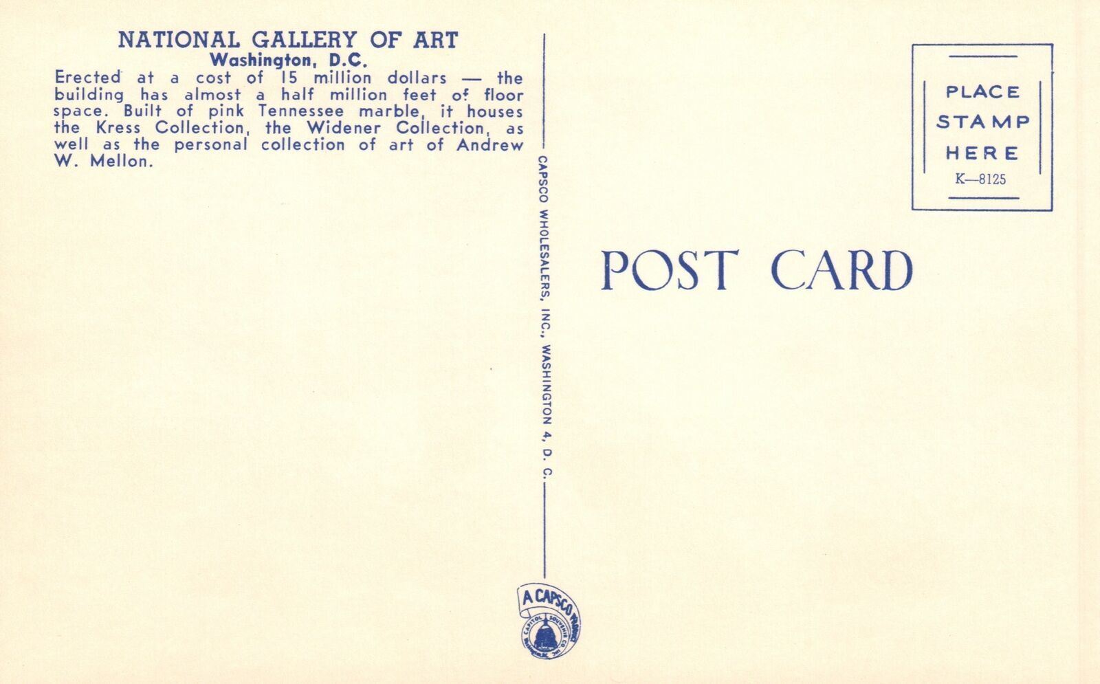 Vintage Postcard View of National Gallery of Art Washington DC | United ...