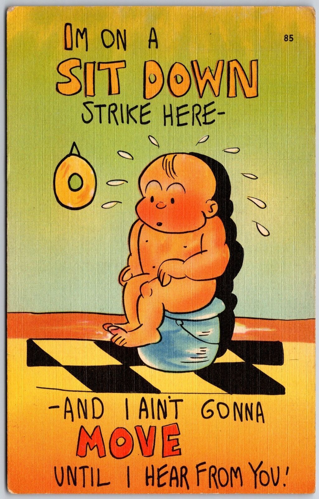 Baby On Training Potty "I'm On A Sit Down Strike Here" Comic Card ...