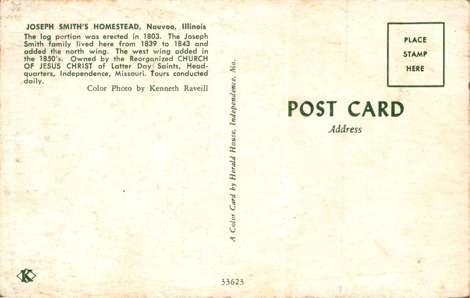 JOSEPH SMITH'S HOMESTEAD, Nauvoo, Illinois, Independence Postcard ...