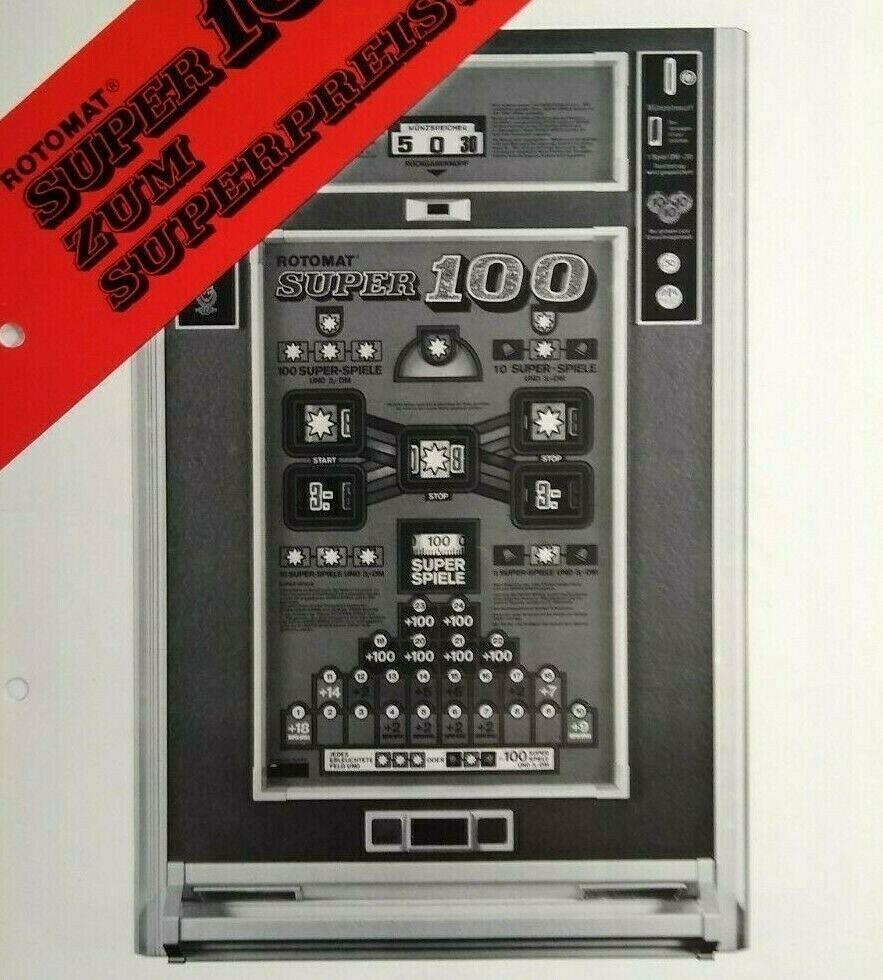 Rotomat Super 100 Slot Machine Flyer Original German Text 1980's Art ...