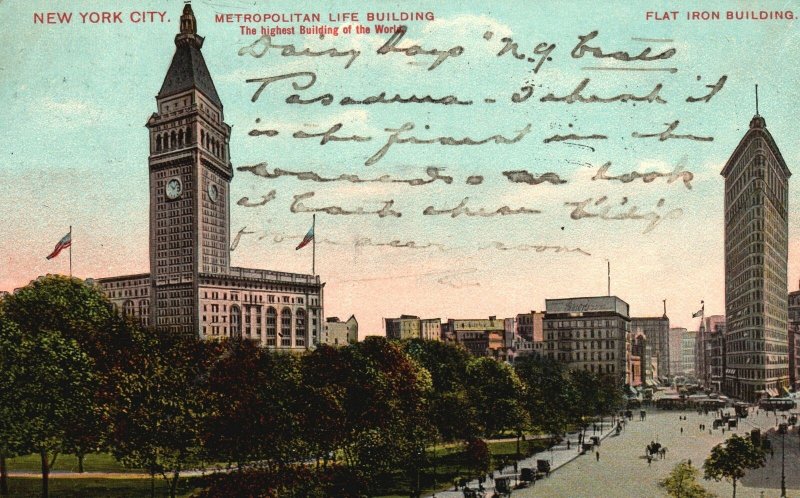 Vintage Postcard 1908 Metropolitan Life Building Highest In World New ...