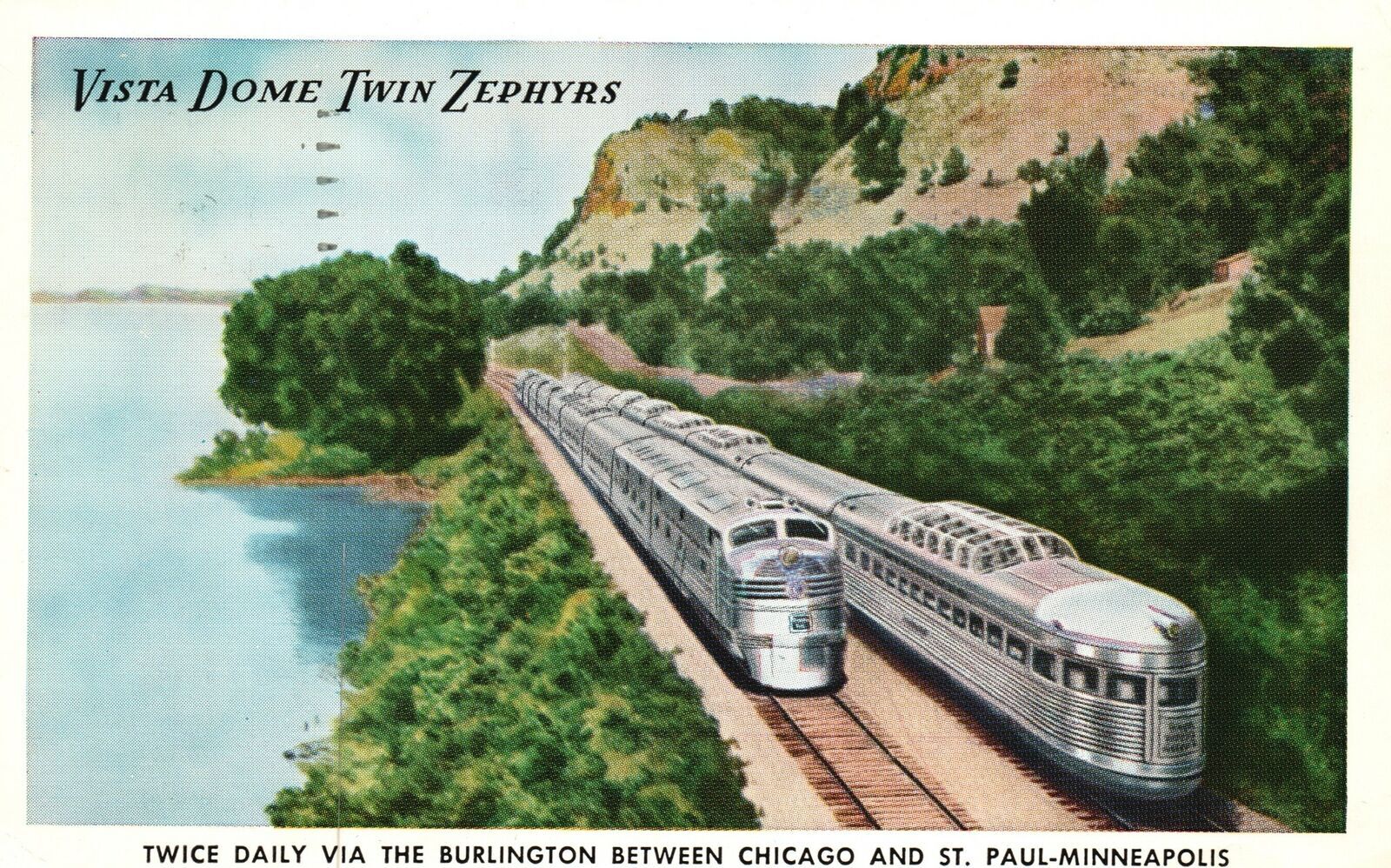 Vintage Postcard 1951 Vista Dome Twin Zephyrs Burlington Chicago ...