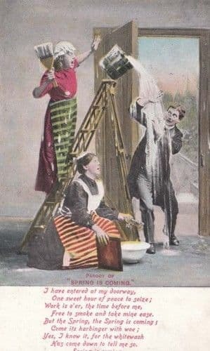 Antique Decorator Step Ladder Bucket Of Water Falling On Man Comic ...