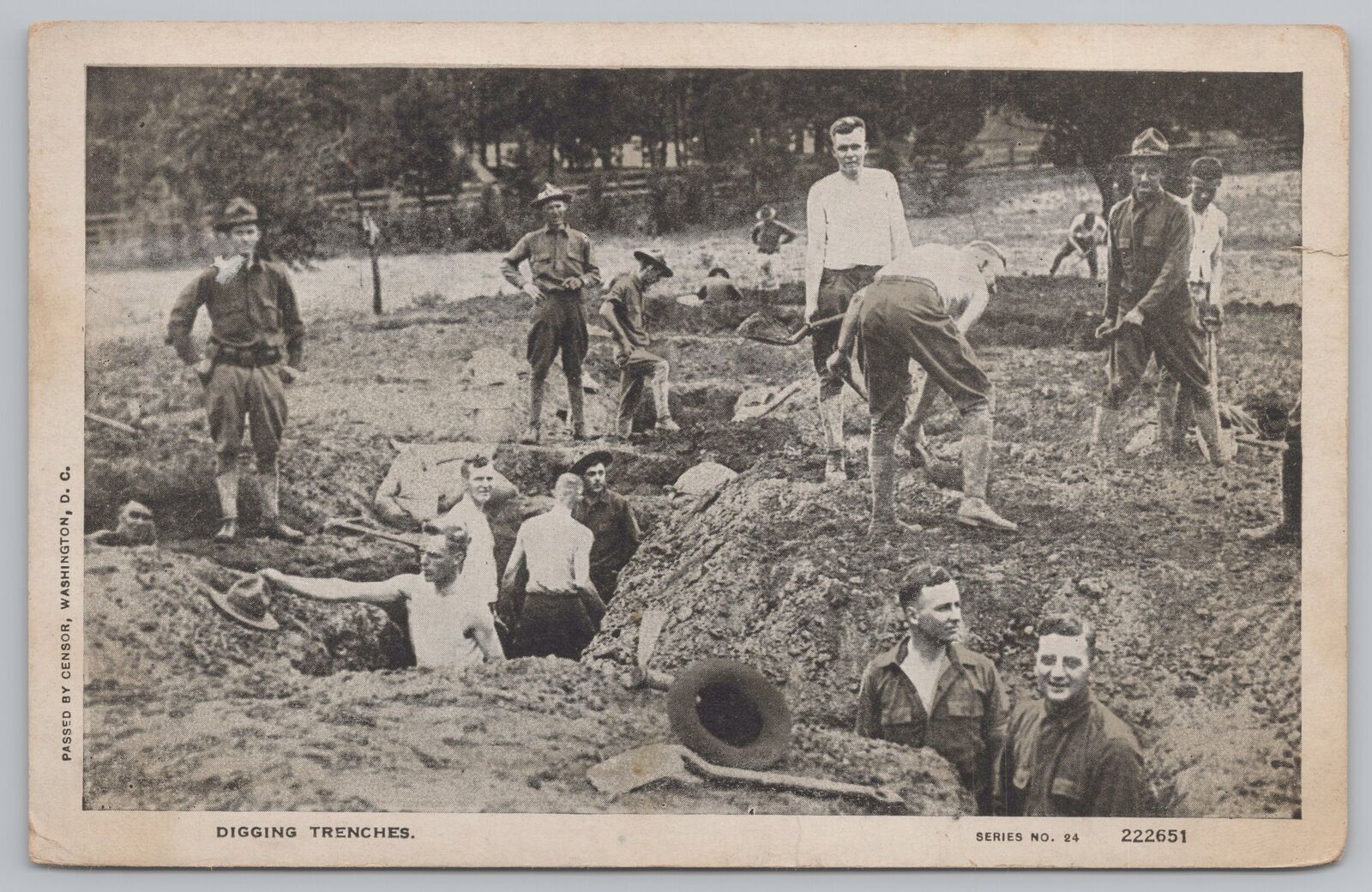 Military~Scene Of Hardworking Soldiers Digging Trenches In Heat~Vintage ...