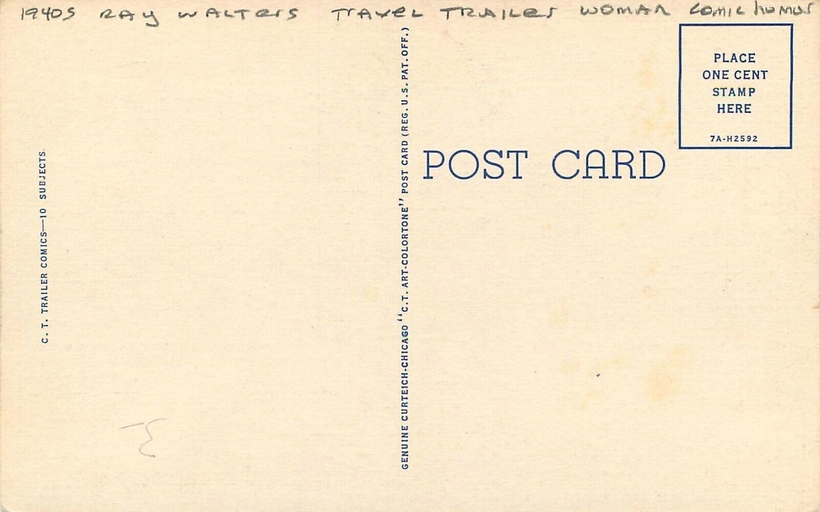 Postcard 1940s Ray Walters Travel Trailer Woman Comic Humor Teich 22 ...