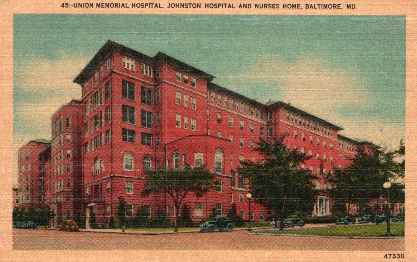 Vintage Postcard 1920's Union Memorial & Johnston Hospital Nurses Home ...