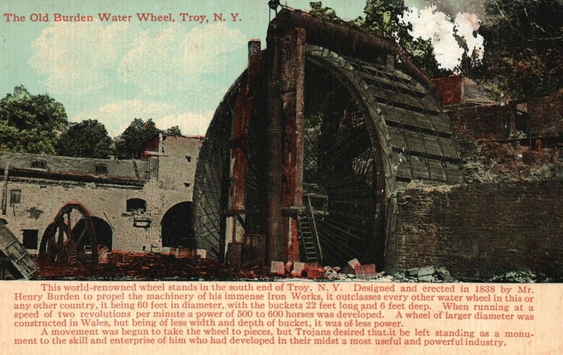 Vintage Postcard 1915 The Old Burden Water Wheel in South End Troy New ...
