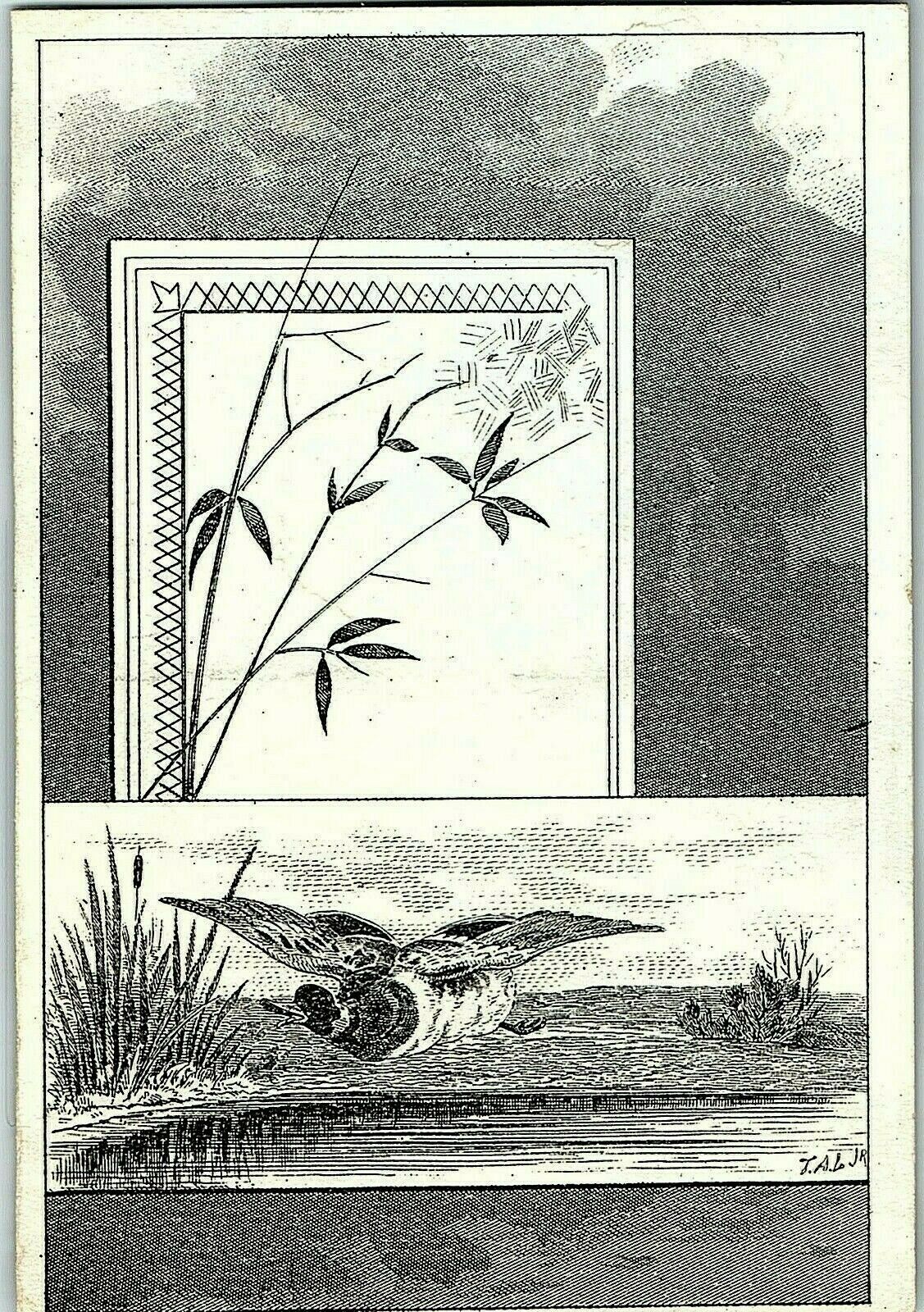 1870's Engraved Lake Scene Duck Cattails Gloves Price List On Back P147 ...