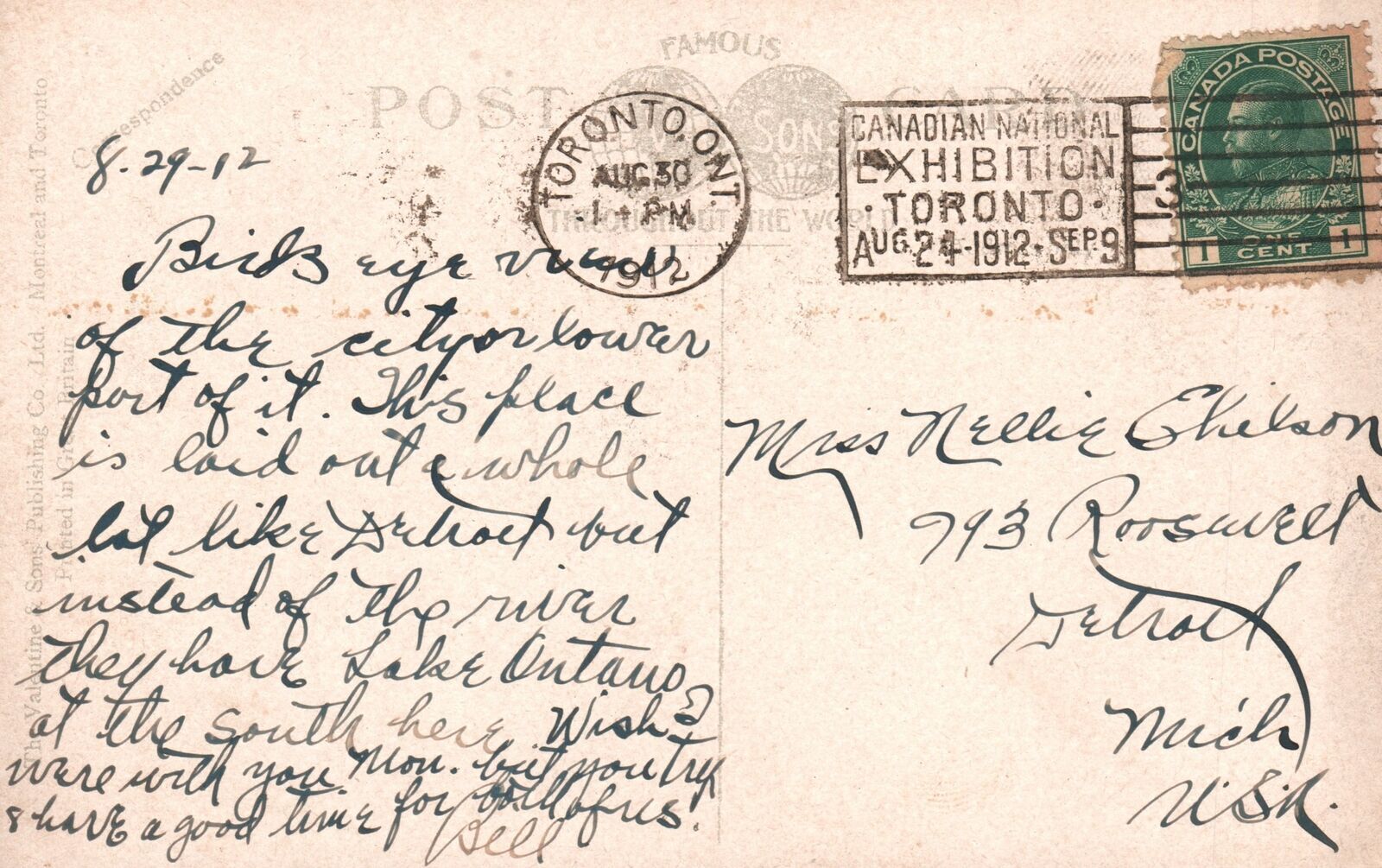 Vintage Postcard 1912 Toronto From Parliament Buildings Canada ...