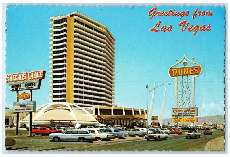 1977 Greetings From Las Vegas Dunes Building Classic Cars Nevada NV ...