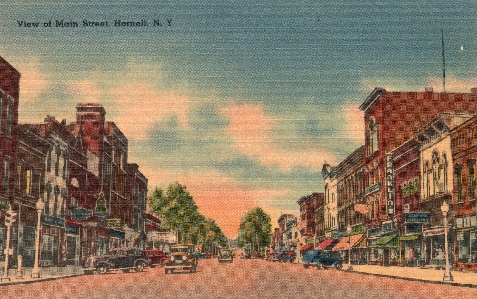 Vintage Postcard View Of Main Street Hornell New York A. W. Smith News ...