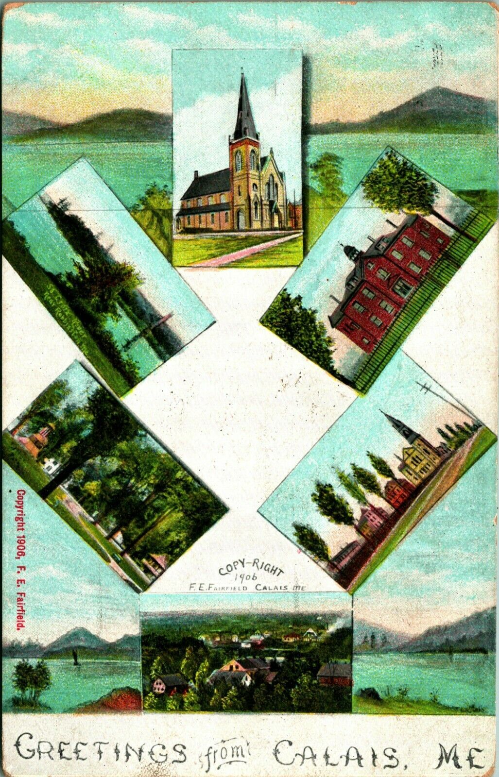 Multiview Greetings From Calais Maine ME 1907 DB Postcard Vignette ...