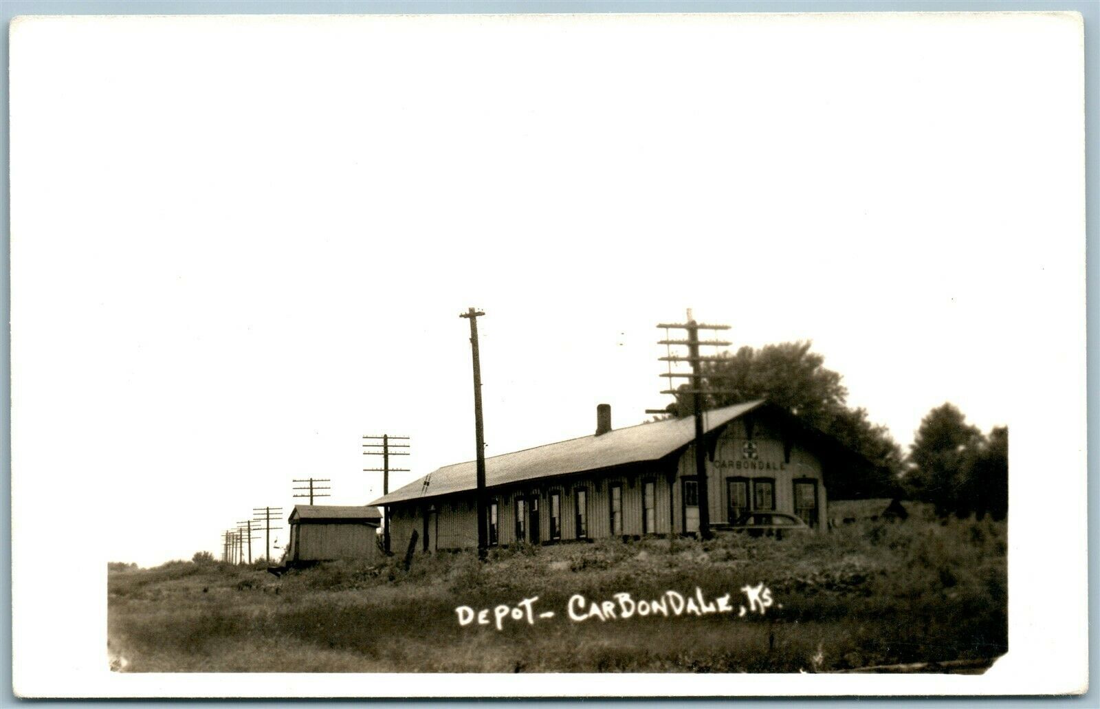 Carbondale KS Railroad Depot Railway Station Vintage Real Photo ...