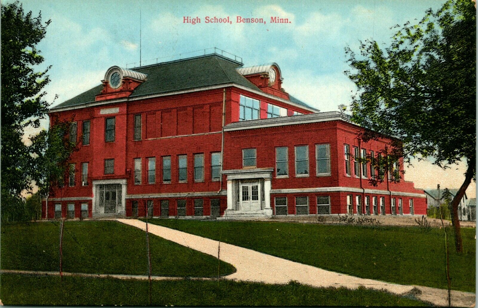 Vtg Postkarte C 1910 High School Gebäude Benson Minnesota Bloom Bros ...