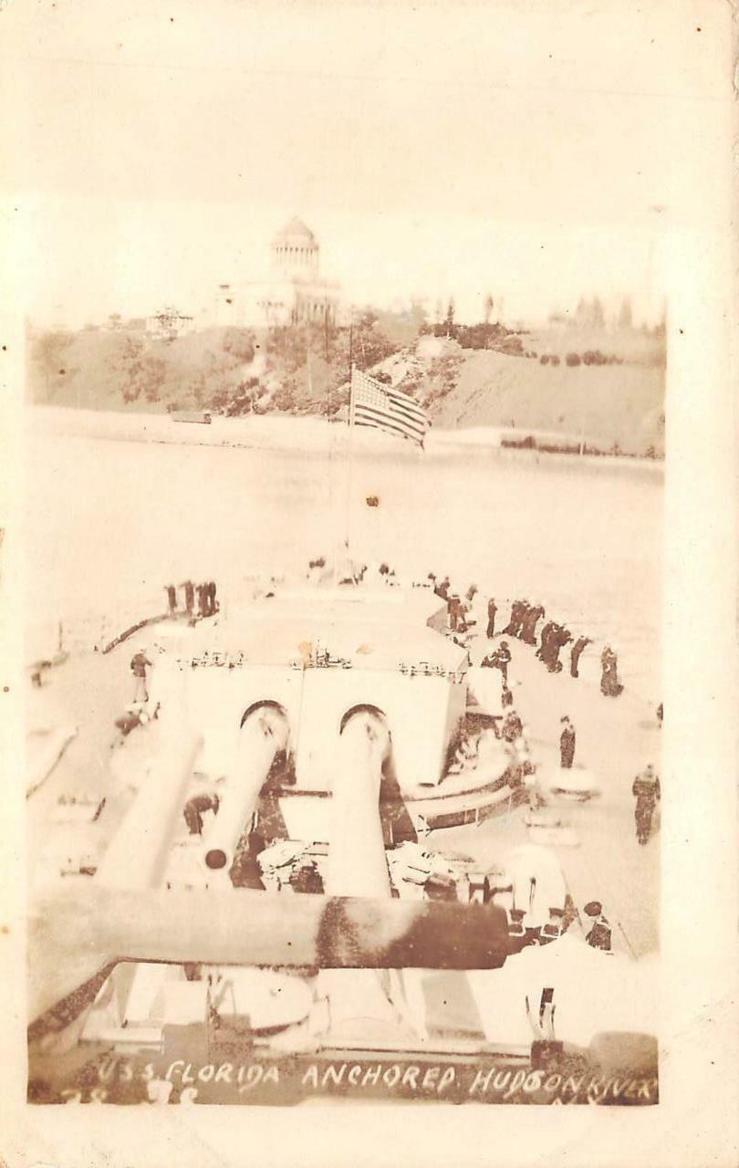 Rppc USS Florida Military Ship Hudson River New York Real Photo ...