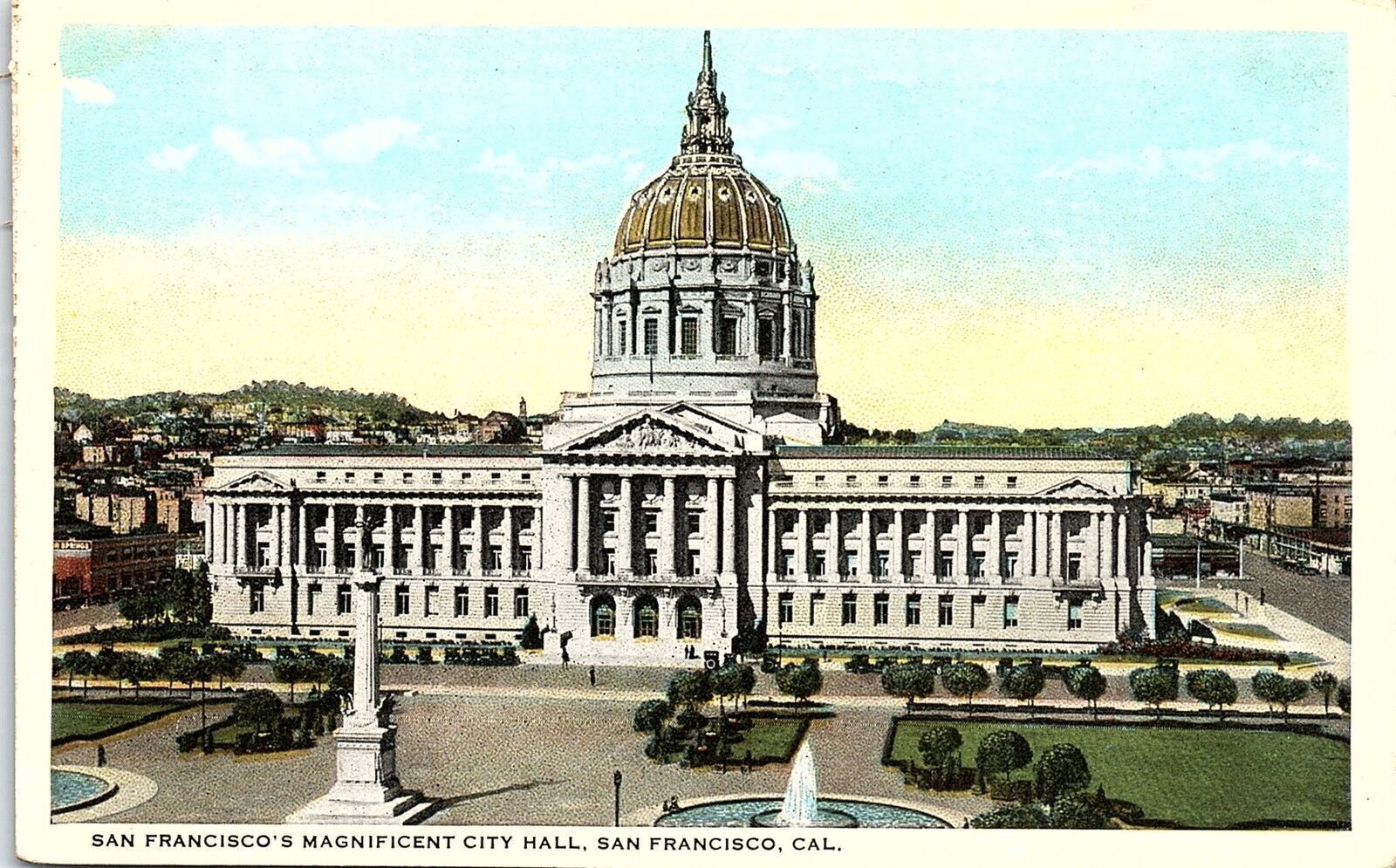 1930s SAN Francisco California Magnificent City Hall Unposted Postcard ...