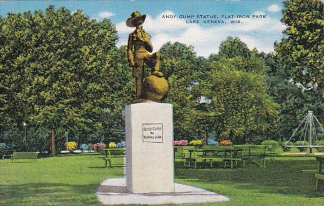 Wisconsin Lake Geneva Andy Gump Statue Flat Iron Park 1952 | United ...