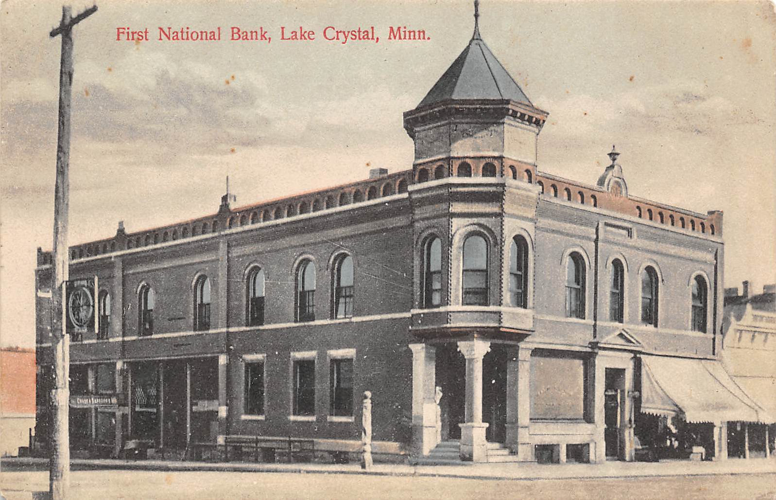 Lake Crystal Minnesota First National Bank, Color Lithograph, Vintage ...