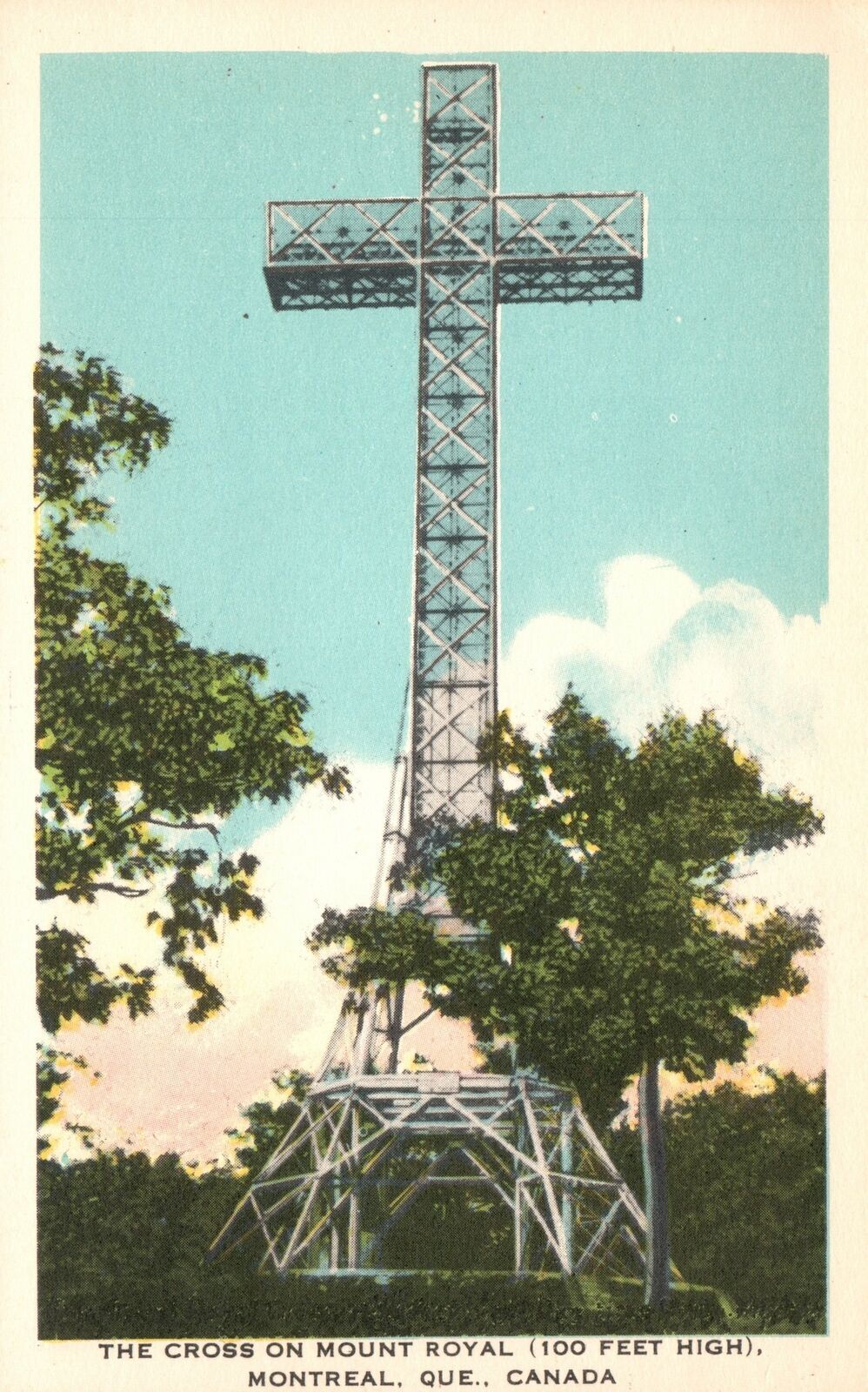 Vintage Postcard 1920's View of The Cross on Mount Royal Montreal ...
