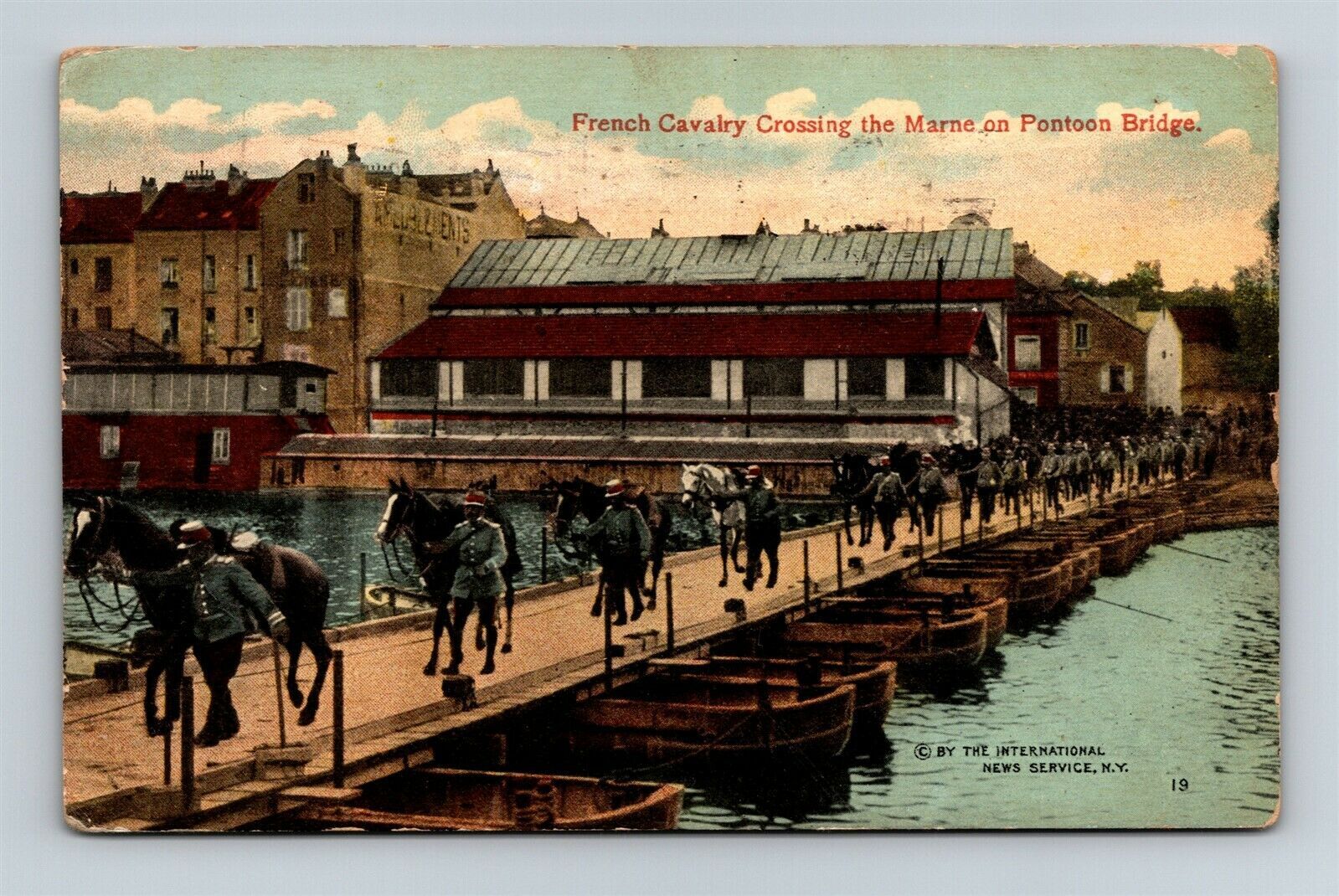 Postcard WW1 Era French Cavalry Crossing The Marne On Pontoon Bridge ...