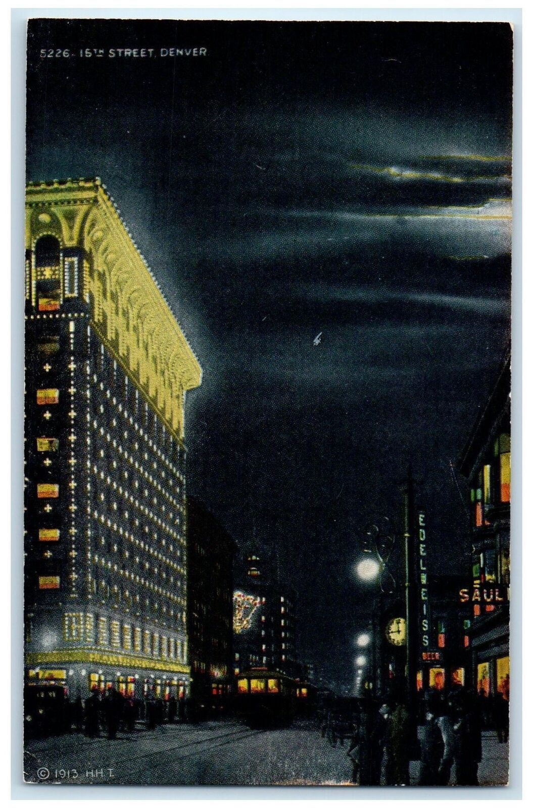 Denver Colorado CO Postcard 15th Street At Night Business Section ...