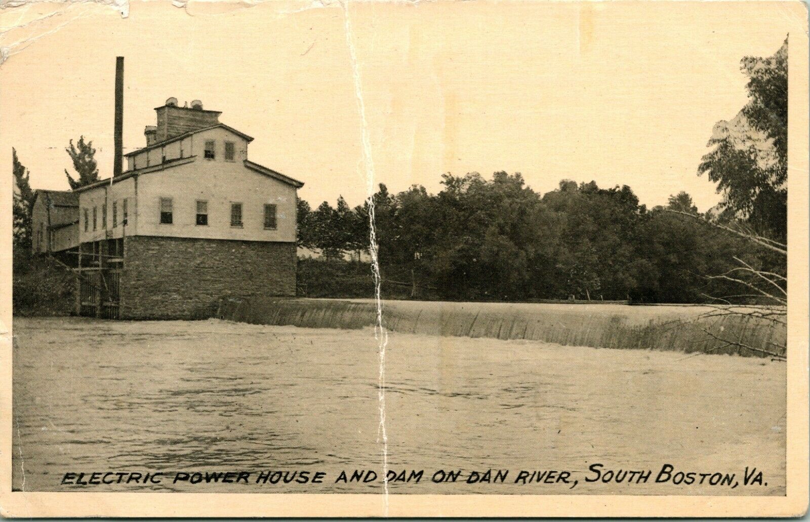 Vtg Postcard 1911 Electric Power House and Dam on Dan River South ...