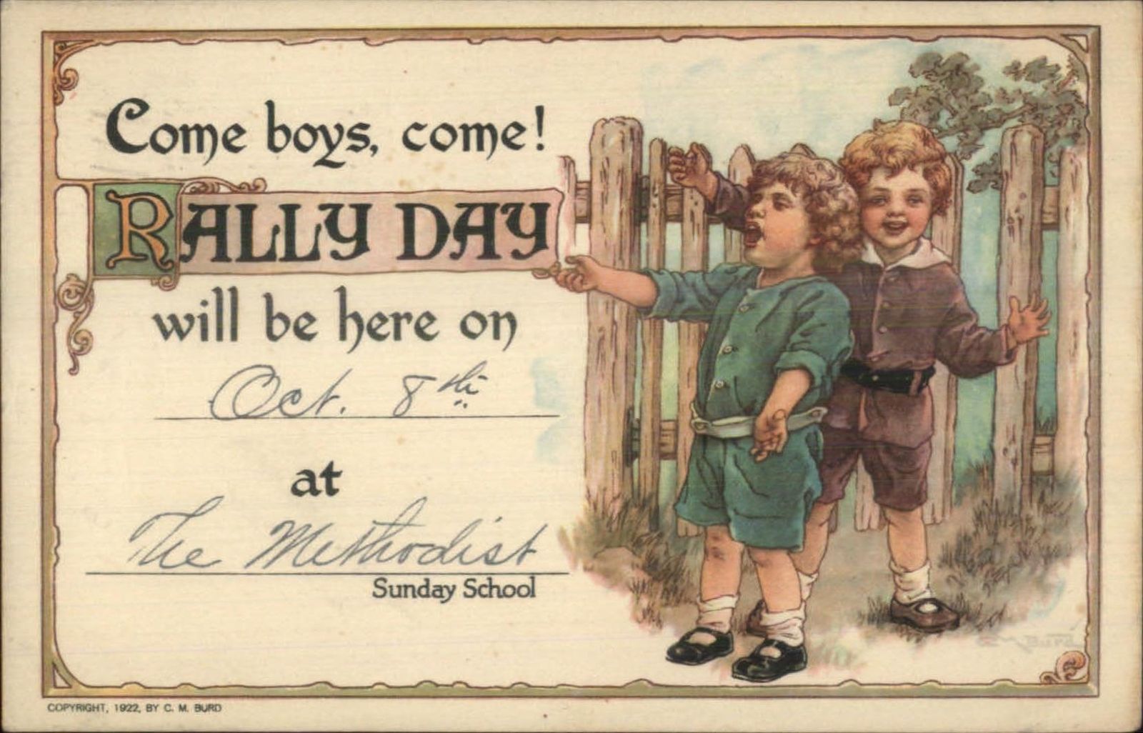 CM Burd Sunday School Rally Day Children c1922 Postcard #4 | Topics ...