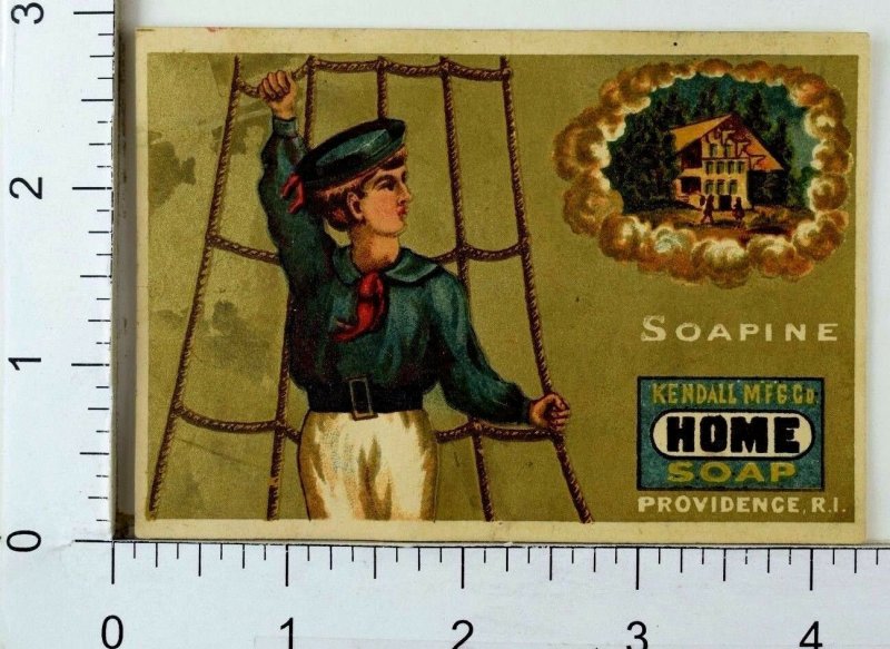 Kendall MFG Co Soapine Soap Young Sailor Boy Ropes Ship Home In Clouds ...