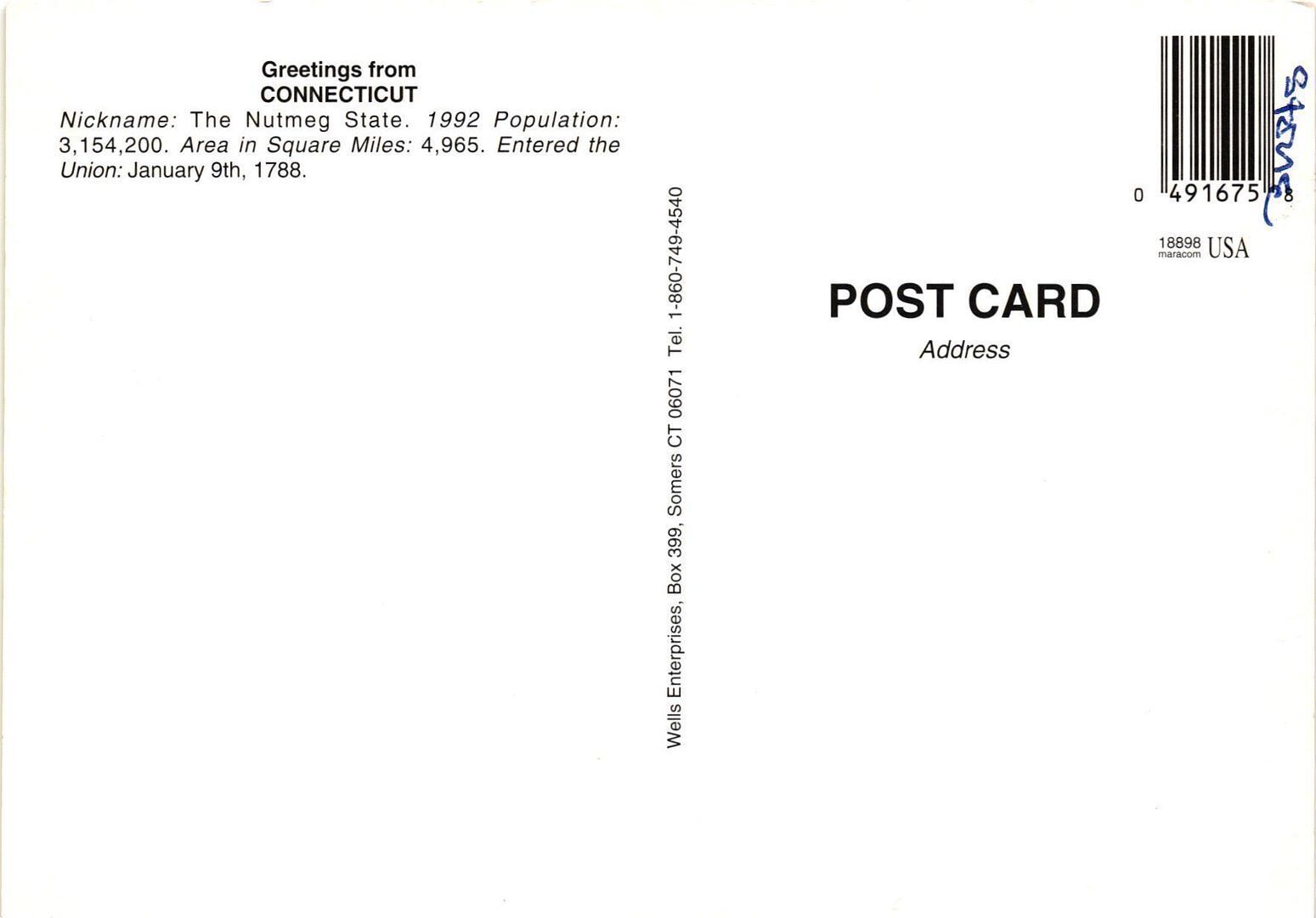 Vintage Postcard 4x6- Map, Greetings from Connecticut | United States ...