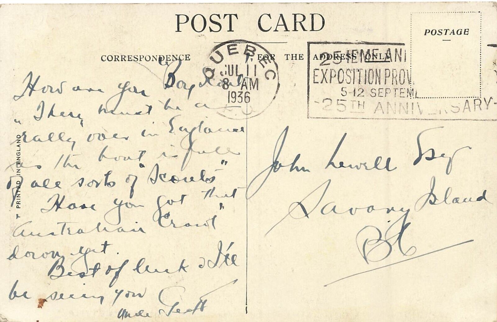 Anchor-Donaldson Line Steamer Ship S.S. "Letitia"~1936 Postcard VAT TAX ...
